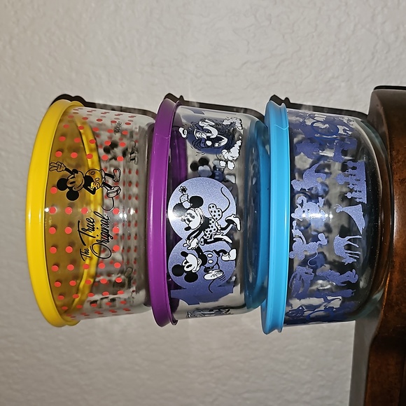 Disney | Kitchen | 3 Disney Mickey Friends Pyrex Storage Glass ...